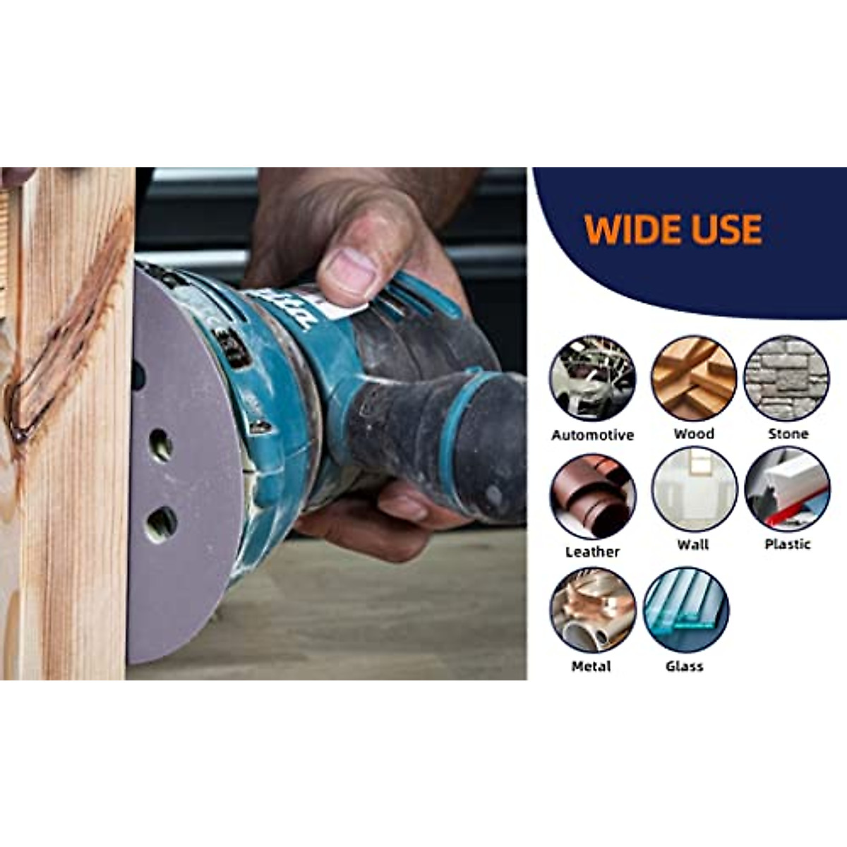 80pcs 5 inch 8 Hole Sanding Discs Hook and Loop 1500/2000/2500/3000/4000/5000/7000/10000 Grits Wet Dry Sandpaper with 2pcs Interface Pad for Random Orbital Sander Automotive Wood Metal Polishing