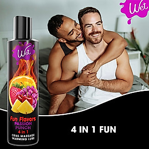 Wet Fun Flavors Passion Punch 4 in 1 Warming Flavored Tasty Lube 3 Fl Oz, Premium Personal Lubricant, Men, Women and Couples, Ideal for Foreplay & Massage, Paraben Free, Gluten, Stain, & Sugar Free