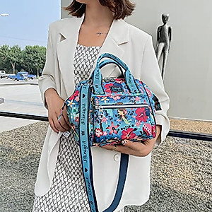 Oudduo Women Lady Small Top Handle Satchel Crossbody Bag Removal Shoulder Strap Lightweight Multiple Compartment (Mermaid)