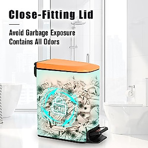 Cesun Small Bathroom Trash Can with Lid Soft Close, Step Pedal, 6 Liter / 1.6 Gallon Stainless Steel Garbage Can with Removable Inner Bucket, Anti-Fingerprint Finish (Matt Orange)