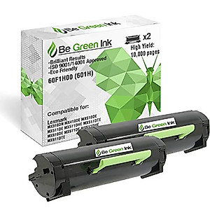 Be Green Ink Compatible Replace Lexmark 60F1H00 601H Toner Cartridge for MX310dn MX611de MX511de MX410de MX611dhe MX610de MX511dhe MX510de MX511dte MX611dfe (2-Pack, High Yield, 10,000 Pages)