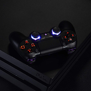 eXtremeRate Multi-Colors Luminated D-pad Thumbstick Trigger Home Face Buttons, Black Classical Symbols Buttons DTFS (DTF 2.0) LED Kit for PS4 Slim Pro Controller - Controller NOT Included