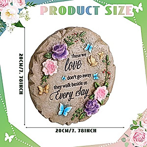 Memories Garden Stepping Stone Plaque Resin Sympathy Bereavement Gifts Beautiful Butterfly Flowers Memorial Stones Outdoor Memorial Plaque Garden Decor for Loss of Loved One Remembrance Gifts