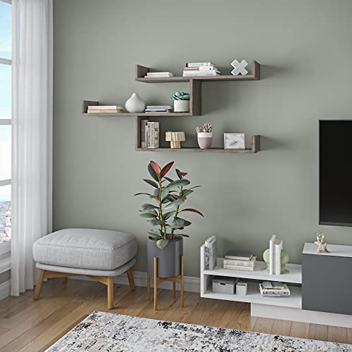 Ada Home Decor Wilton Modern Dark Brown Wall Shelf 26'' H x 47'' W x 9'' D/Wall Storage/Shelving Unit