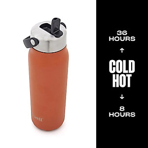 S'well Recycled Stainless Steel Explorer with Flip Straw Lid, 24oz, Carnelian, Triple Layered Vacuum Insulated Containers Keeps Drinks Cold for 36 Hours and Hot for 8