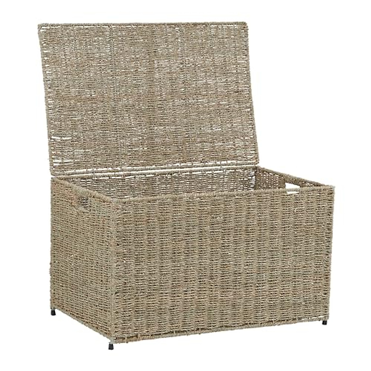 Household Essentials ML-5665 Decorative Wicker Chest with Lid for Storage and Organization | Large | Light Brown