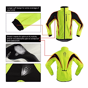 ARSUXEO Winter Warm UP Thermal Softshell Cycling Jacket Windproof Waterproof Bicycle Mountain Bike Clothes 15-K Green Size X-Large