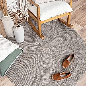 THE PIKKU INTERNATIONAL - Rug Round Natural Jute Hand Woven Braided Area Rug Grey Color Carpet (132 x 132 Inch (11 Feet Round))