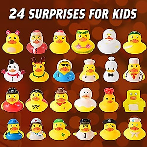 Sumsync Christmas Advent Calendar 2023 | 24 Rubber Ducks Toys For 3 4 5 6 7 8 Year-Old Boys Girls Kids Toddlers | Creative Christmas Gift For Boys Girls | Rubber Ducky Bath Toy