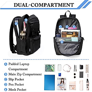 Laptop Backpack Mens, ChaseChic Large Anti Theft Travel Backpack, Waterproof School Rucksack Bag fit 15.6" Laptop (Black)