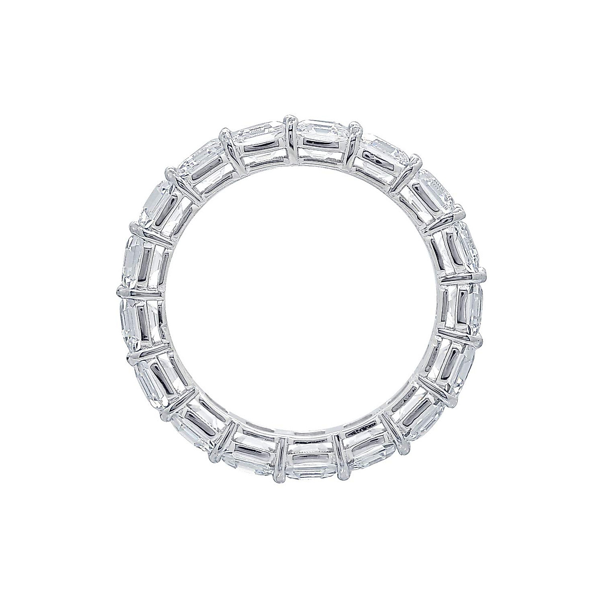 KIERA Rhodium Clad Sterling Silver 4mm Asscher Cut Cubic Zirconia Eternity Ring, Size 8