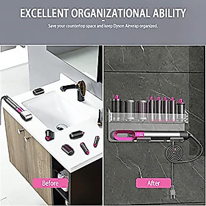 HeyMoonTong Storage Holder for Dyson Airwrap Complete Styler, Transparent Acrylic Wall Mount Bracket Stand Storage Rack Organizer for Dyson Airwrap Attachments, Space Organizer for Bathroom Bedroom Washroom