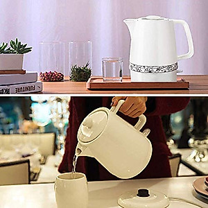 SieHam Kettles,Ceramic Cordless Kettle Teapot-Retro Red 1.7L Jug, 1850W Water Fast for Tea, Coffee, Soup, Oatmeal-Removable Base, Boil Dry Protection/D