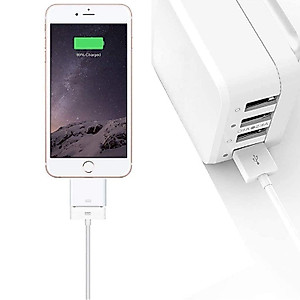 Lightning to 30-pin Adapter，Apple MFi Certified iPhone 8-Pin Male to 30-Pin Female Adapter Charging Sync Converter Connector Compatible iPhone 13/13P/12/11/X/8/7/6P/5S/4/iPad/iPod (No Audio)