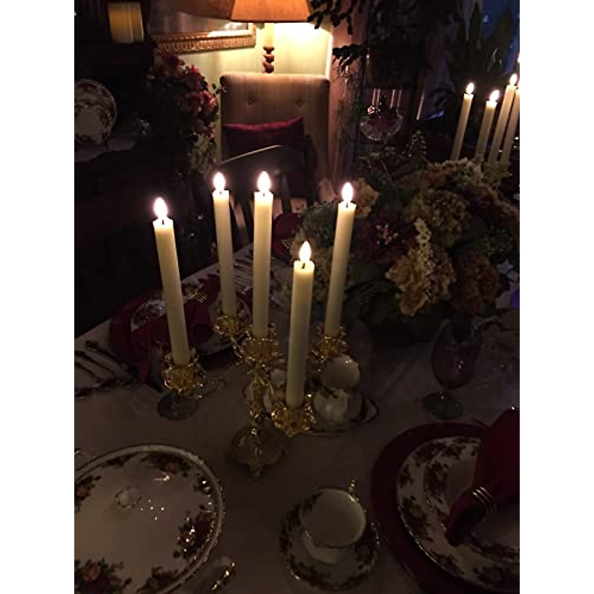 3D Black Wick Led Battery Operated Flameless Taper Candles Light with Remote &Timer,Electric Fake Window Candle Flickering Like Real Wax,Floating Candle Stick for Christmas/Halloween/Wedding