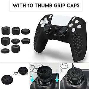 SIKEMAY [2 Pack] PS5 Controller Skin, Anti-Slip Thicken Silicone Protective Cover Case Perfectly Compatible with Playstation 5 Dualsense Controller Grip with 8 x Thumb Grip Caps