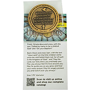 Baptism Coin, Baptismal Gift for Girls and Boys, Commemorative Keepsake Token, Catholic and Christian Religious Antique Gold Plated Prayer Challenge Coin