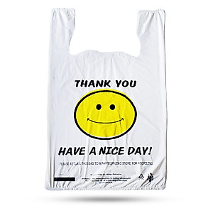 Large Happy Smiley Face T-shirt Plastic Shopping/Take Out Bags 350 pcs