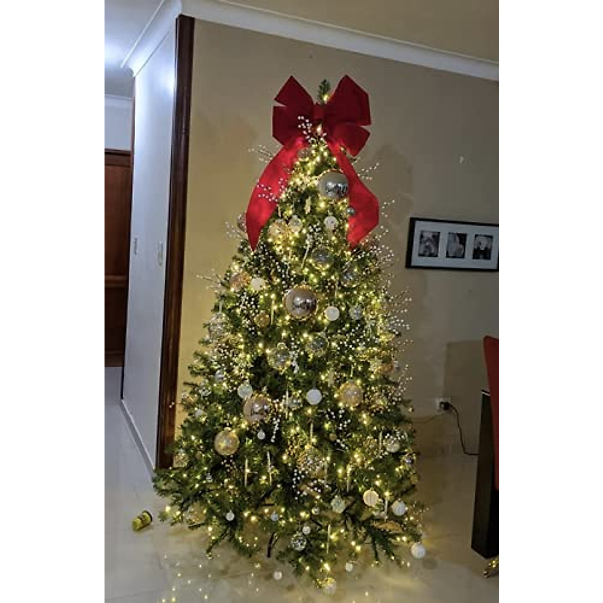 Rocky Mountain Goods Red Christmas Bow Extra Large 35” by 18” - 11 Looped Waterproof Velvet Large Outside Bow - Bow for car, Door, House - Jumbo Red Bow with Attachment for Hanging (1)