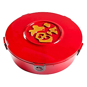 YARNOW Plastic Serving Tray for Dried Nuts, Red, 11" x 11"