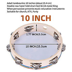 GuangTao king Tambourine 10 inch peace Dove Bible Double Row Handbell Clap Drum Tambourine for Pray Church Party Musical Instrument Zebra Sounds