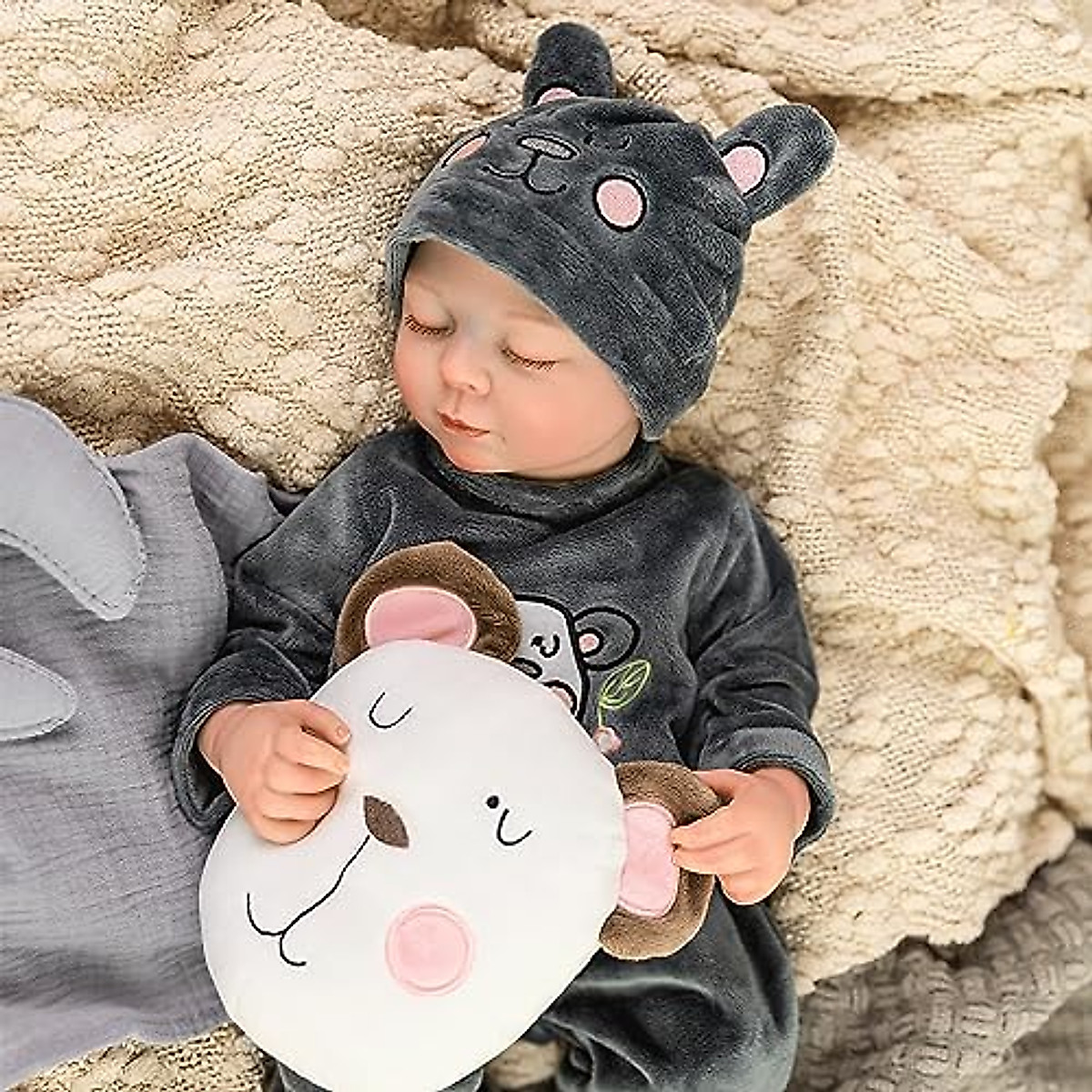 FANCCI Reborn Baby Dolls, 18 inch Newborn Baby Boy Doll, Lifelike Handmade Doll Full Body Vinyl Baby Doll, Advanced Painted Christmas/Birthday Gift for Kids Age 3+ (Allen.X)