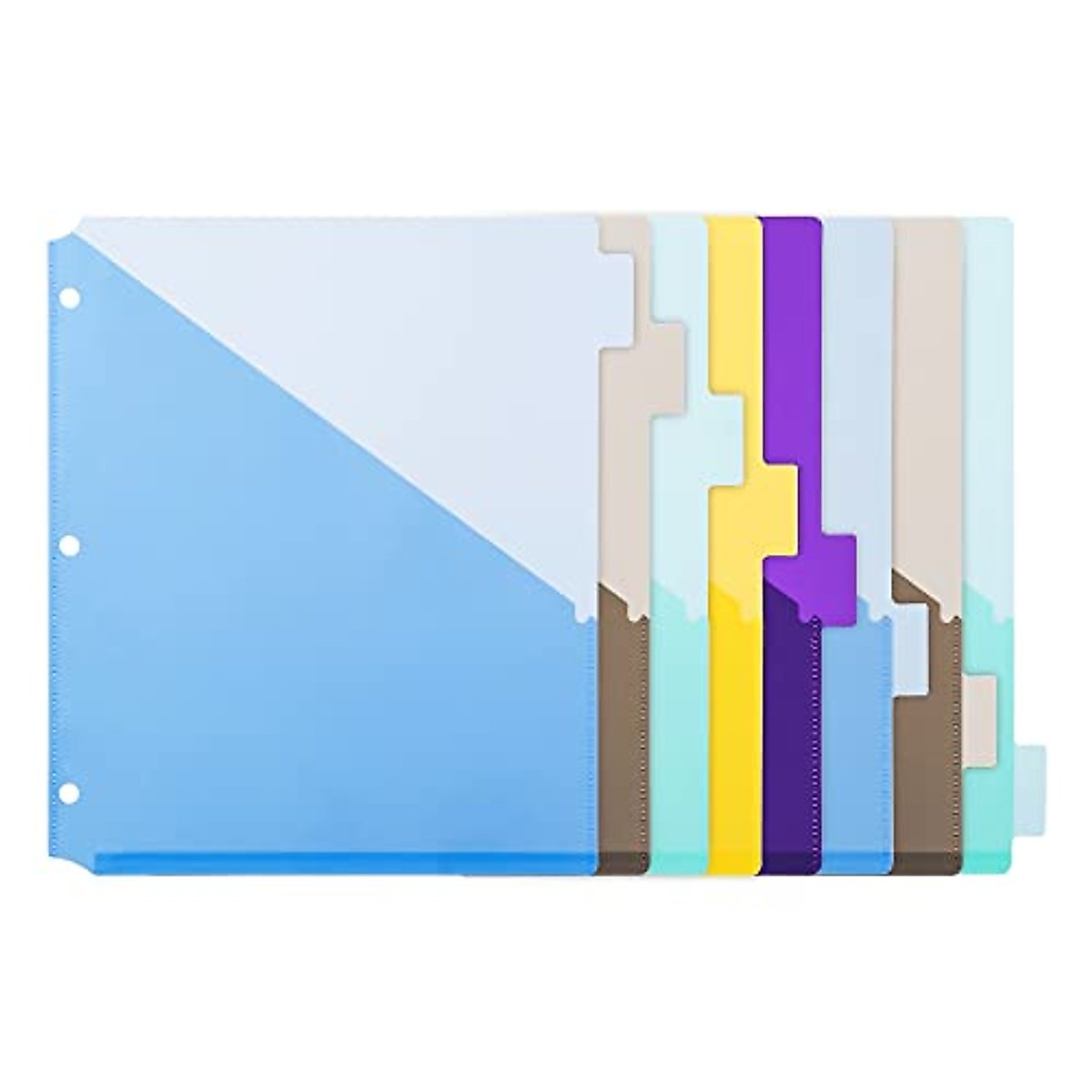 Amazon Basics 8-Tab Plastic Binder Dividers, Rewritable Tabs, with one pocket 3 sets
