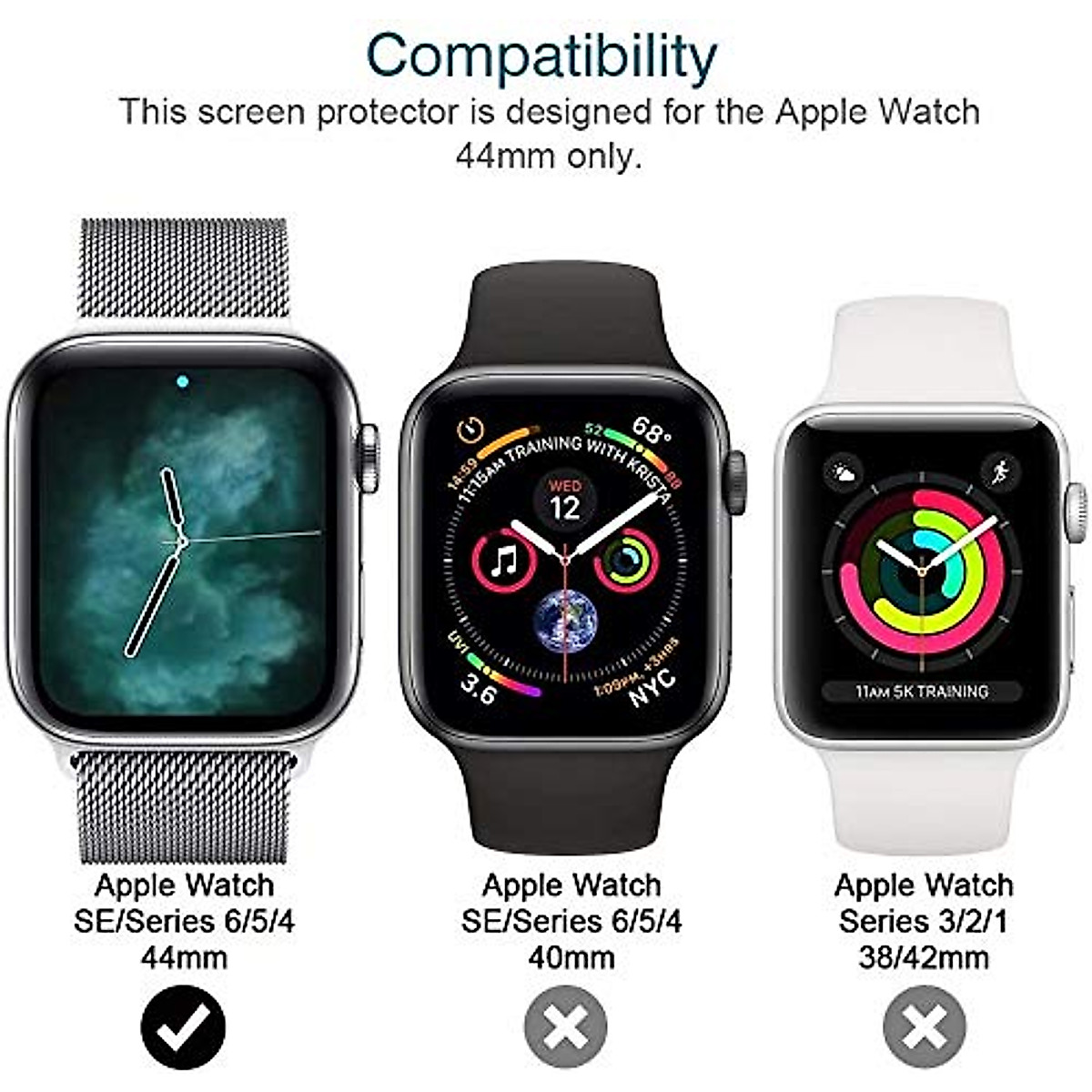 LϟK 6 Pack Screen Protector Designed for Apple Watch 44mm Series 6 5 4 SE / 42mm Series 3 2, Max Coverage, Bubble Free Flexible Soft TPU for iWatch 44mm 42mm