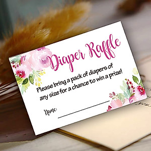 None Brand Floral Diaper Raffle Tickets, Baby Shower Invitations Insert Cards, Baby Shower Game (50 Pack)