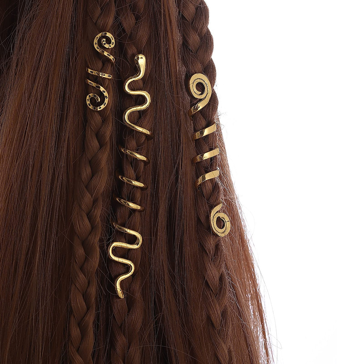 FRDTLUTHW Gold Snake Hair Jewelry for Braids, Halloween Hair Decoration, Dreadlock Accessories for Women(pack of 6)