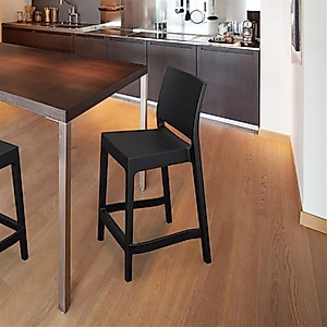 Home Square Resin 25.6" Counter Stool in Black - Set of 2
