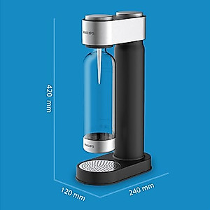 Philips Water ADD4902BK/10 GoZero Sparkling Water Maker, Plastic, 1 Liter, Black