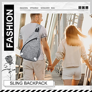 CALACH Sling Backpack Bag Chest Crossbody Bag Foldable Travel Hiking Daypack for Men Women(Grey)