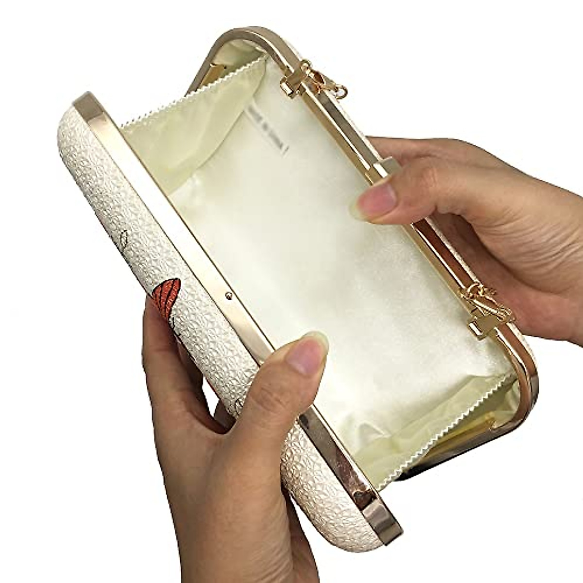 ZLXDP Women Handbag Clutch Crystal Evening Bag Flower Embroidery Wedding Bag Purse Party Bag Chain