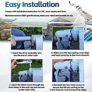 3307923.115B Awning Torsion Assembly White for Dometic WeatherPro Power Patio Awning Power Awning Motor RV Awning RH Drive Head Assembly