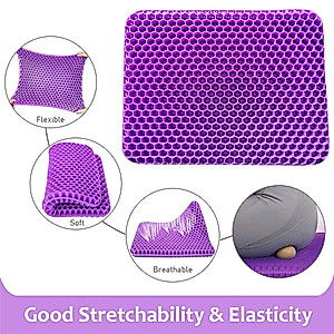 Large Gel Seat Cushion, Double Layer Egg Gel Cushion for Car Seat Office Wheelchair Chair, Breathable Chair Pads Help in Relieving Pressure Pain (Extra Large, Violet)