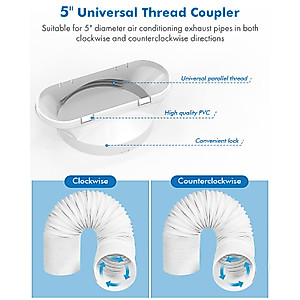 KGDJS Portable AC Window Kit, Universal Portable Air Conditioner Window Kit with AC Seal Panel, Adjustable Sliding AC Window Vent Kit for Vertical/Horizontal Window, Fit for 5.0" Exhaust Hose