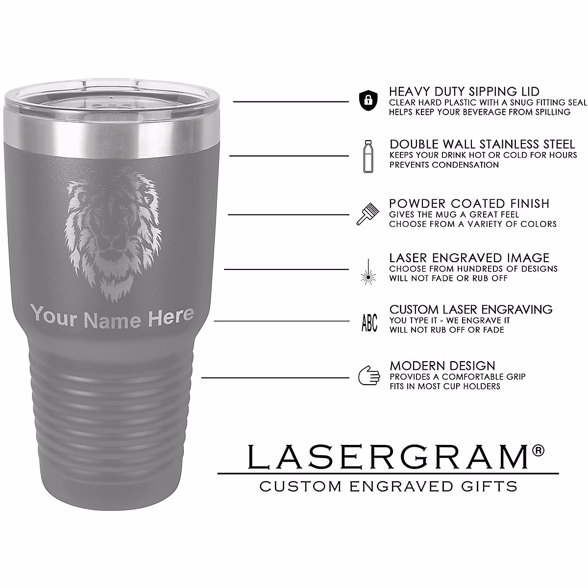 30oz Vacuum Insulated Tumbler Mug, Marijuana leaf, Personalized Engraving Included (Gray)