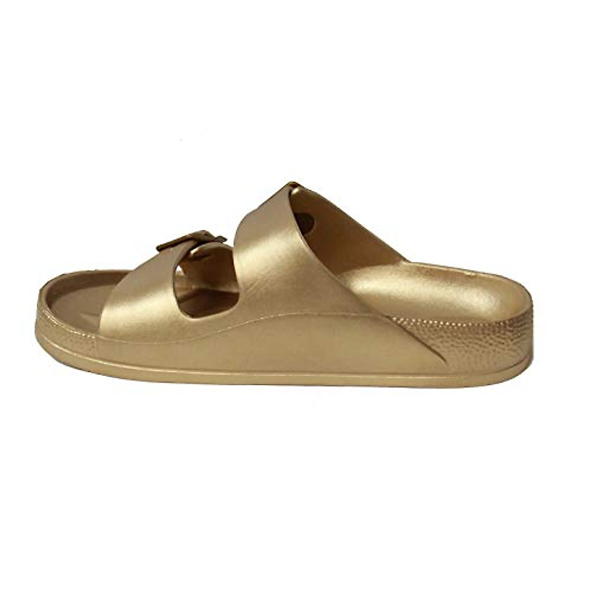 H2K Women's (2018 Model) EVA Slide Sandals with Adjustable Buckles (GOLD, 7)