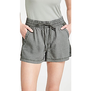 Splendid Women's Elastic Waistband Knit Relay Active Short, Vintage Olive Brown, S