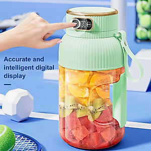 oxcuuka Multifunctional Portable Juicer Cup With Digital Display, Personal Portable Blender Rechargeable for Shakes and Smoothies, Fruits and Veggies - 900ml ﻿ Green single cup with single lid
