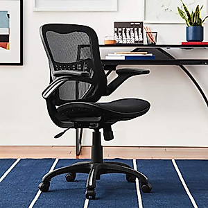 Office Star Ventilated Manager's Office Desk Chair with Breathable Mesh Seat and Back, Black Base, Black