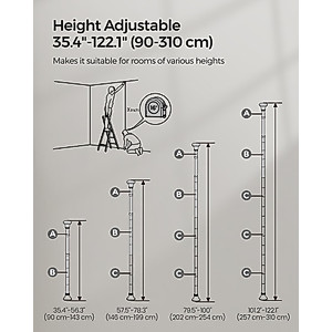SONGMICS Bathroom Organizer 4-Tier, Over The Toilet Storage Shelf, 4 Height Adjustable and Extendable Shelves, 35.4 to 122.1 Inch Tall, for Small Spaces, Bathroom, Living Room, Ink Black UBTS021B01