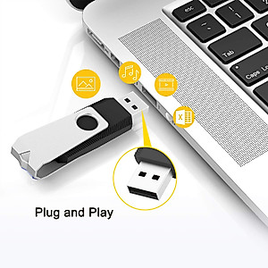 1GB USB 2.0 Stick 20Pack, TOPESEL Bulk USB Flash Drive Swivel 1GB Pen Drive Thumb Drive Jump Drive Computer Data Storage (20Pack Black)