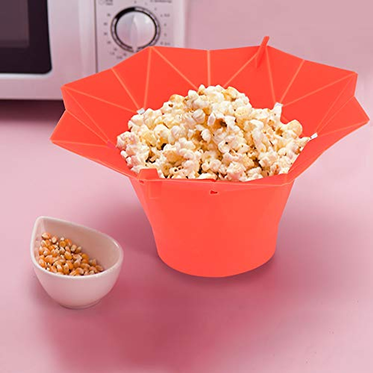 Silicone Popcorn Bowl, Red Folding Microwave Oven Popcorn Bowl DIY Silicone Popcorn Maker Machine Home Kitchen Tool for Home Housewife