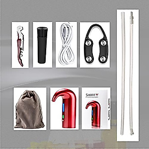 Electric Wine Aerator Portable Smart Wine Decanter and Dispenser Elegant Red with Wine Opener and Air Stopper Set