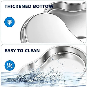 Dental Tray - Prgislew 2 Pack Kidney Trays Stainless Steel Tray Medium Emesis Basin Reusable Metal Kidney Dish for Dental Piercing Lab Instrument Kitchen Pet Bathroom Tools (2pcs)