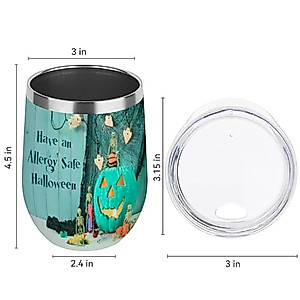 silichee 20 Oz Stainless Steel Wine Tumbler with Lid Pumpkin Jack Lantern Message O Insulated Tumblers Vacuum Coffee Mugs for Hot and Cold Drinks,Coffee,Wine