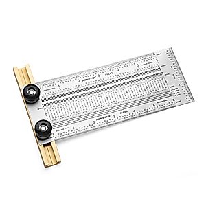 POWERTEC 80024 6 Inch Precision Marking T Rule, Stainless Steel Woodworking T Square Ruler for Marking, Measuring, Scribing Tool