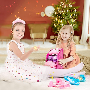 Princess Shoes and Girls Purse Jewelry Toys, Princess Dress Up Clothes for Little Girls, Toddler Dress Up Shoes, Crown Necklace Earrings, Ring, Girls Toys for Little Girls 3,4,5Years Old Pink